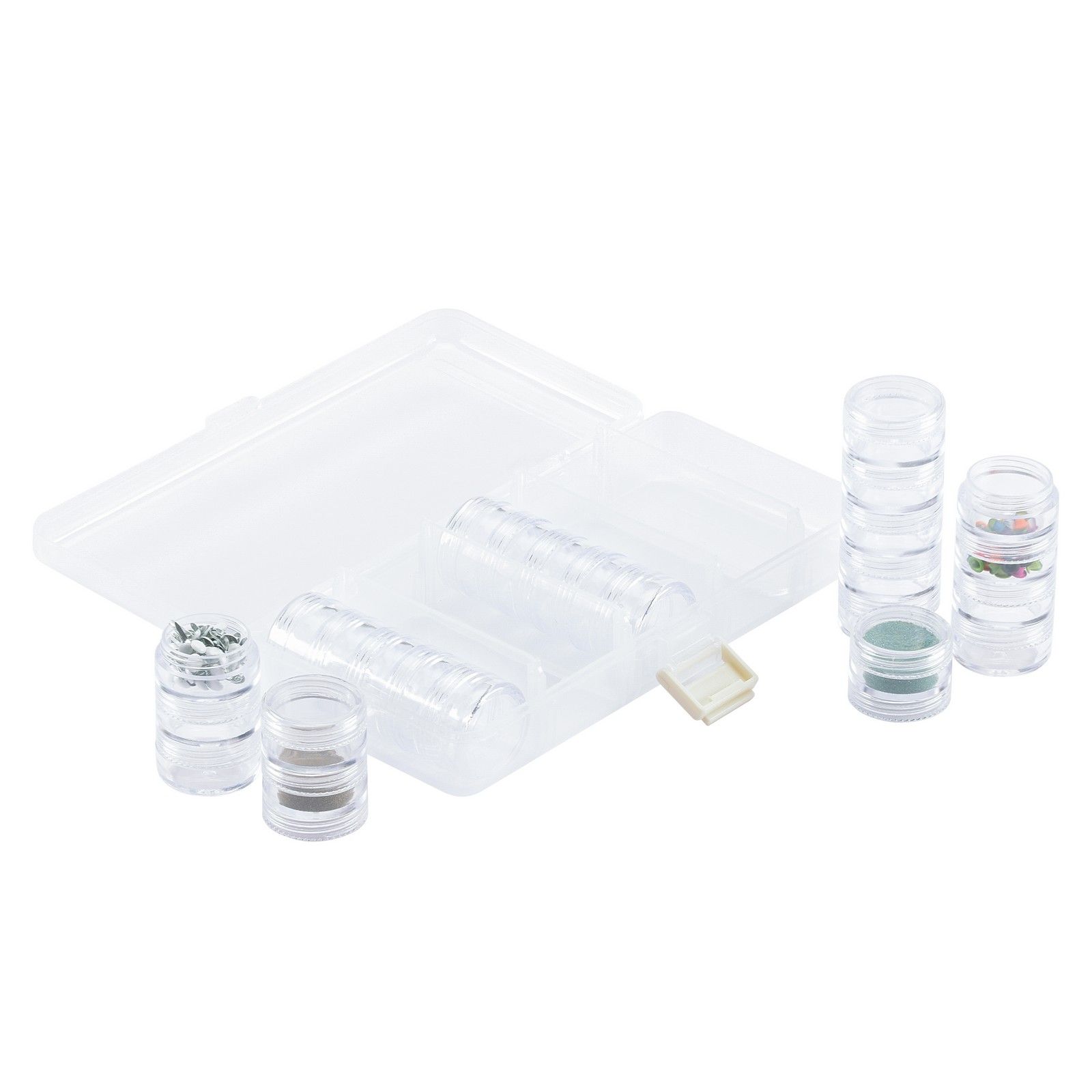 Transparent storage box with individual jars | Vaessen Creative