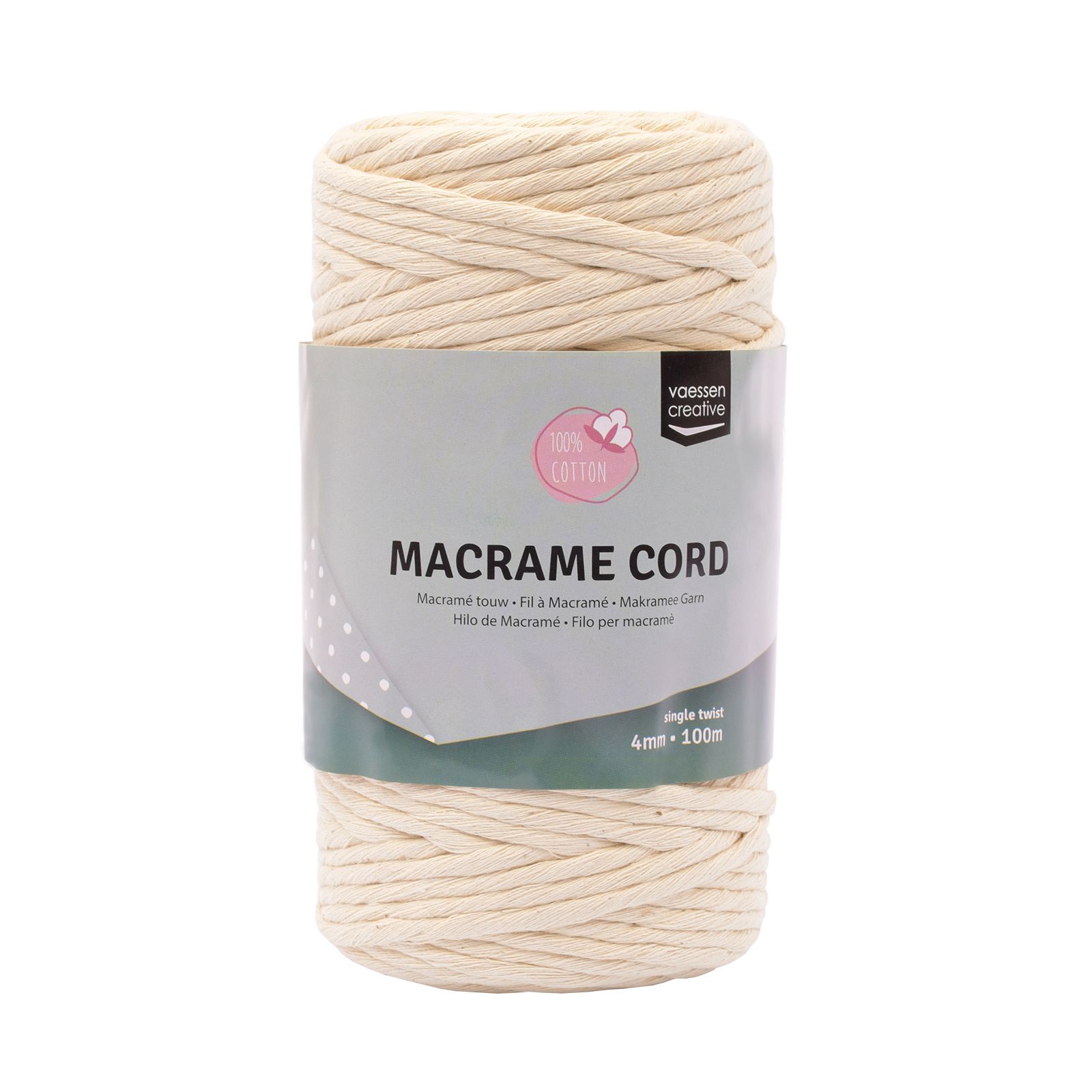 Vaessen Creative • Macramé Touw 4mmx100m Naturel