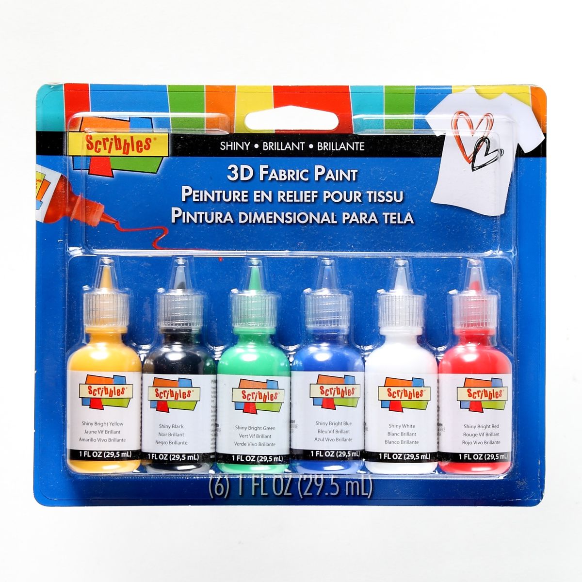 Scribbles • 3D Fabric paint Shiny 6pcs