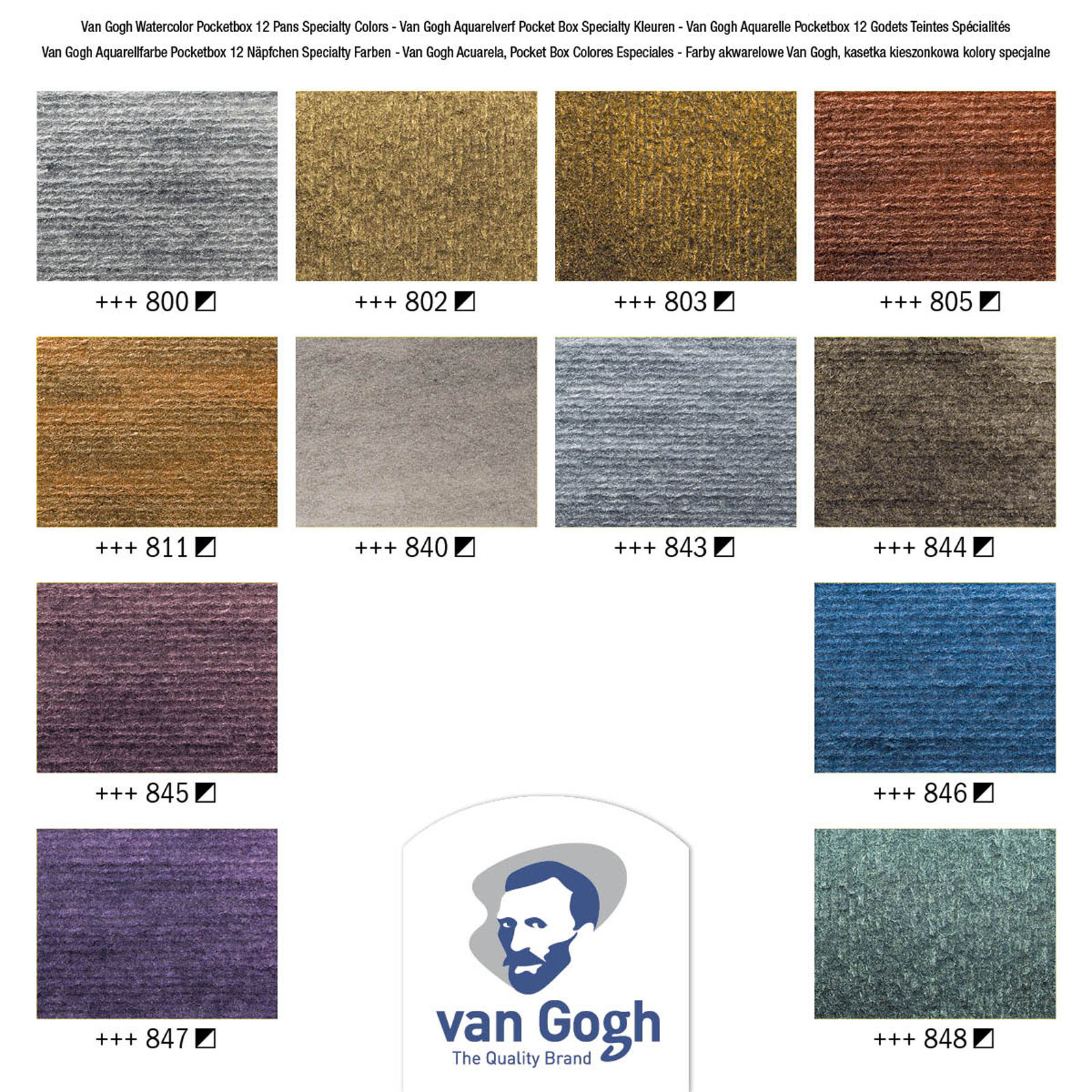 Van Gogh • Watercolour pocket box specialty colours with 12 colours in ...