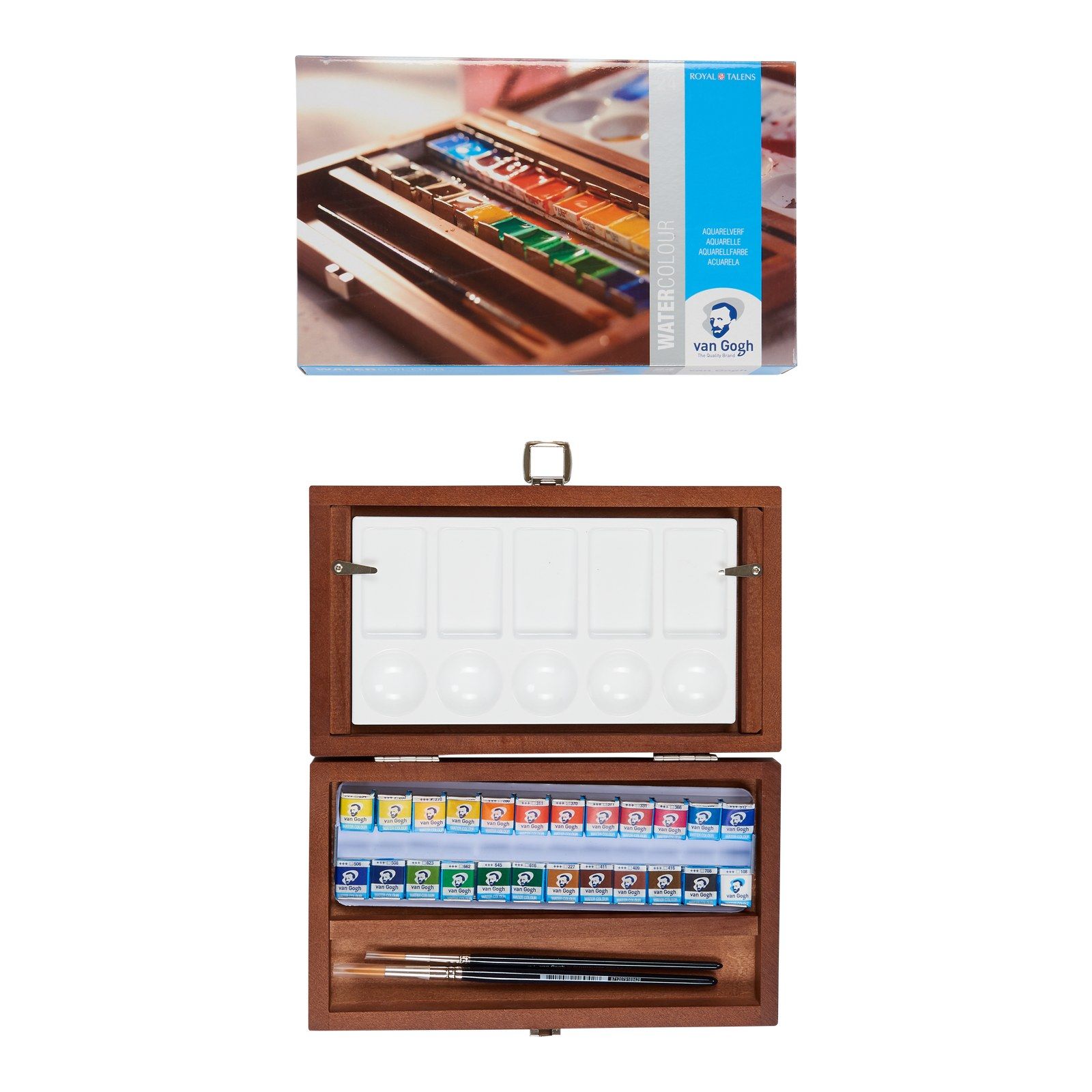 Van Gogh • Watercolor Paint Box with 3 Accessories 24 colors in Half Pans