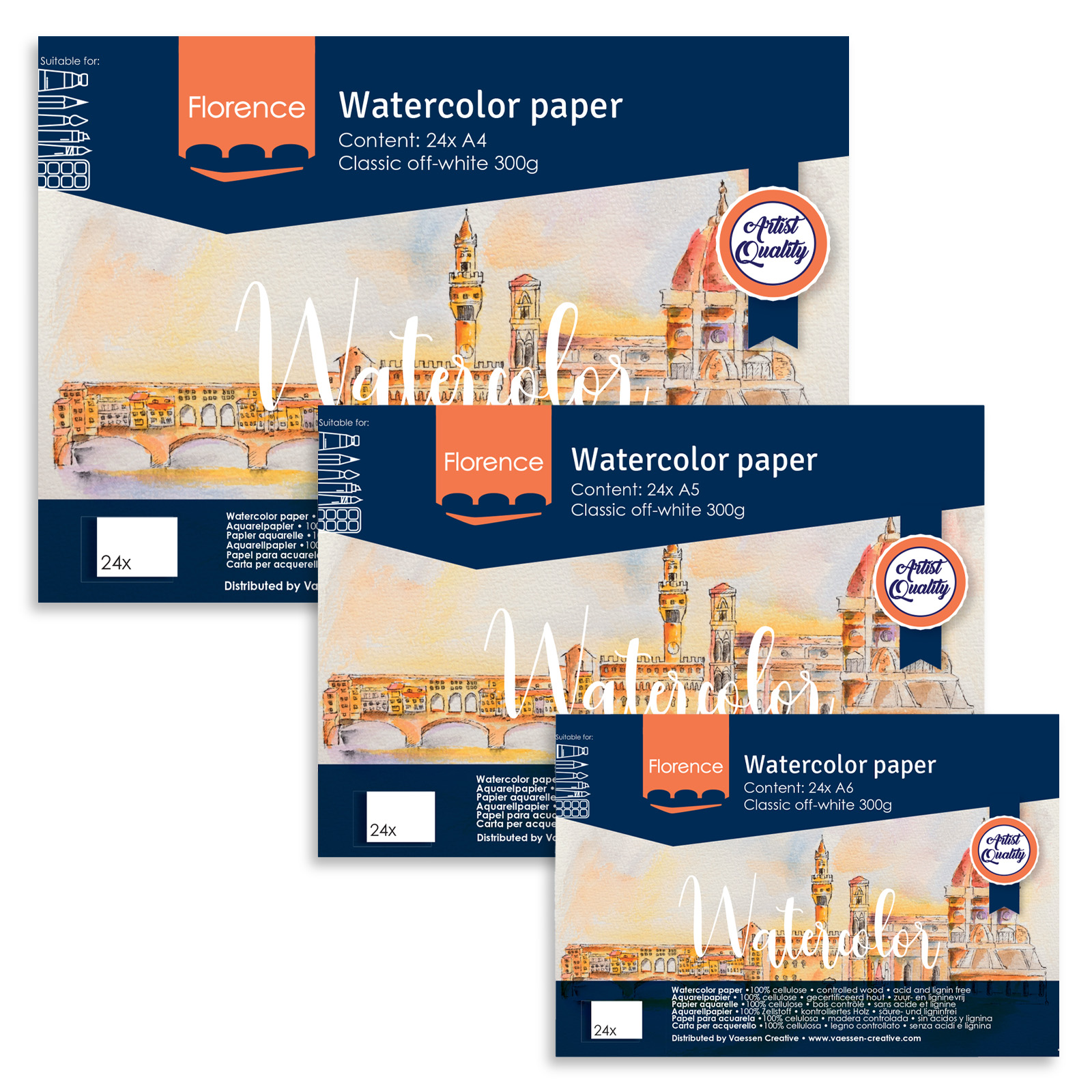 Florence • Watercolour Paper Fine Texture 300g Off-White