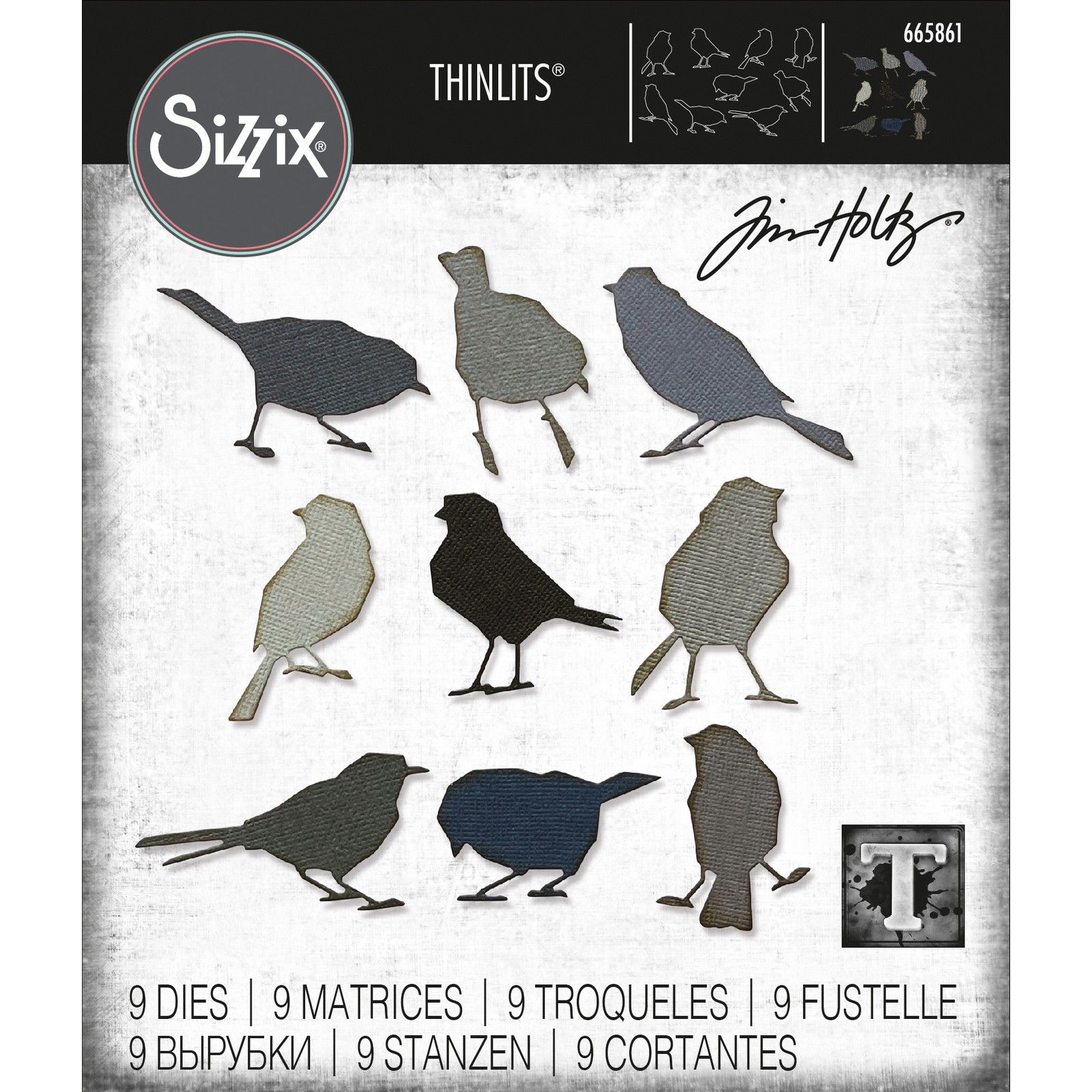 Sizzix • Tim Holtz Thinlits Die Set Silhouette Birds 9pcs