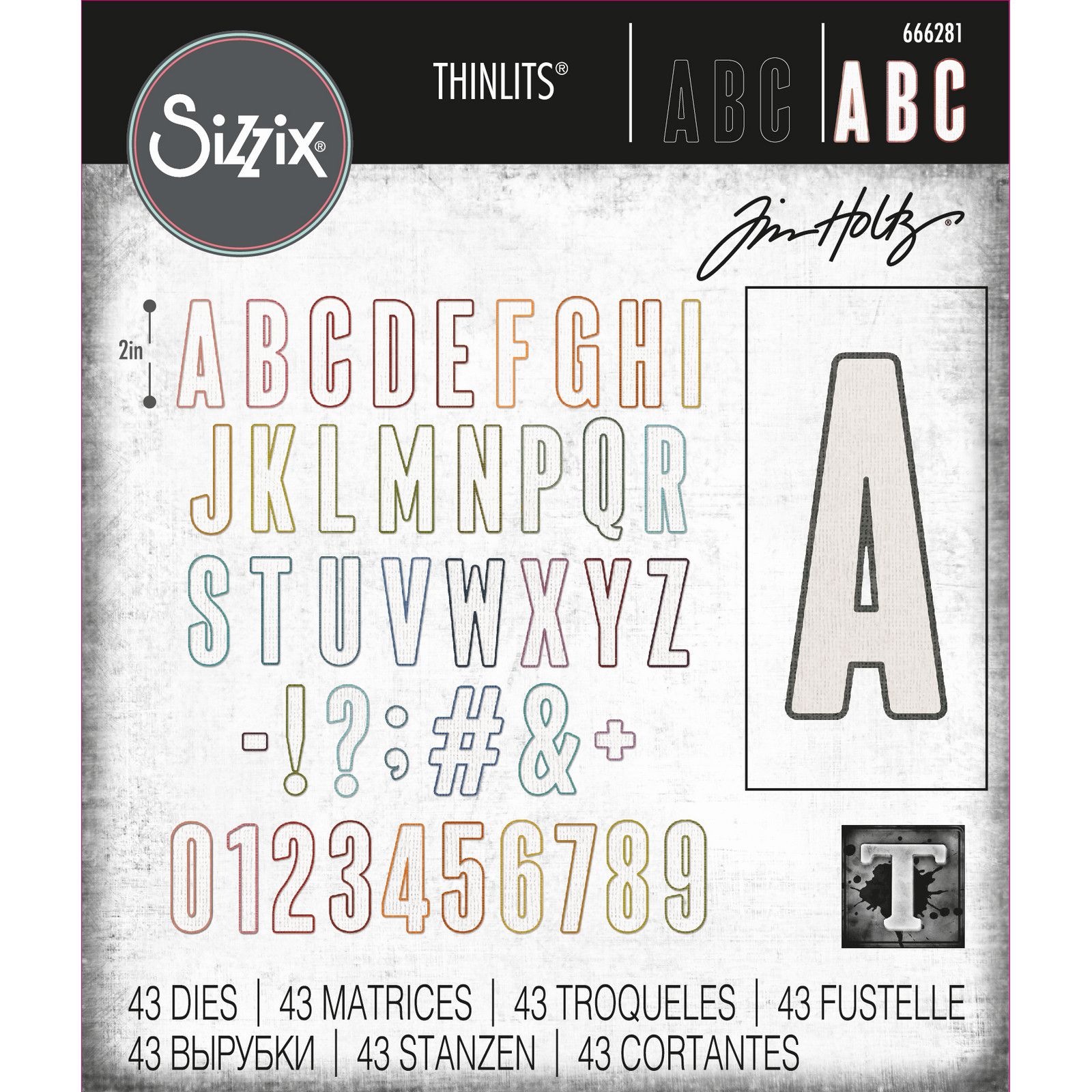 Sizzix • Tim Holtz Thinlits Die Set Alphanumeric Bulletin 43pcs