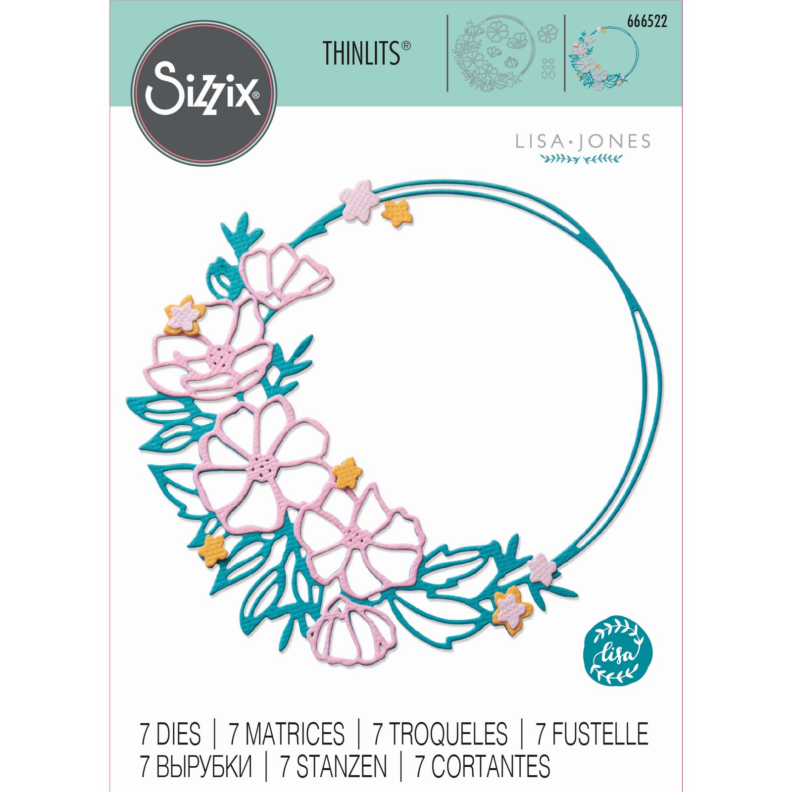 Sizzix • Thinlits Die Set Floral Round 7pcs