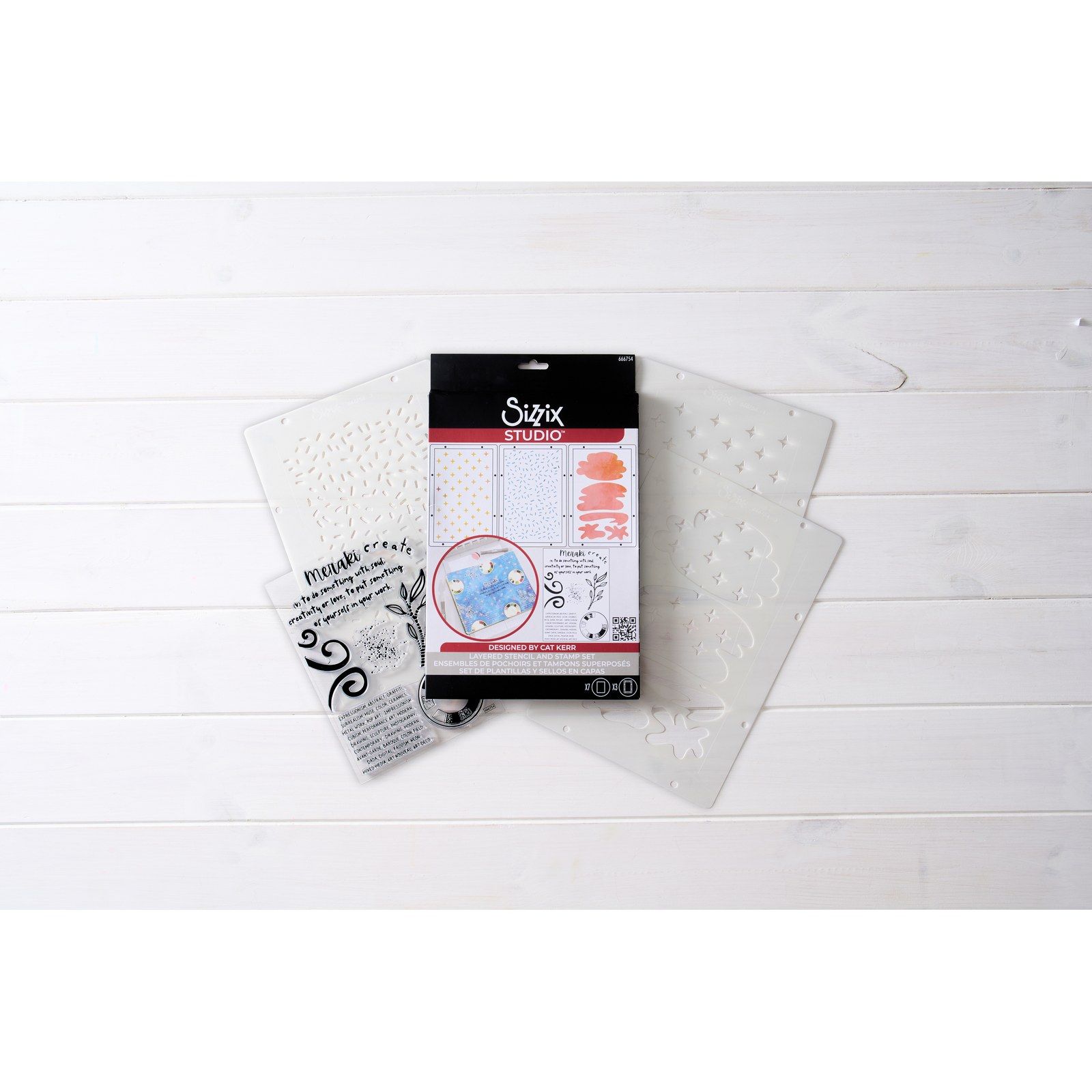Sizzix • Studio Stamps Set 7pcs & 3pcs Stencils Create by Cat Kerr