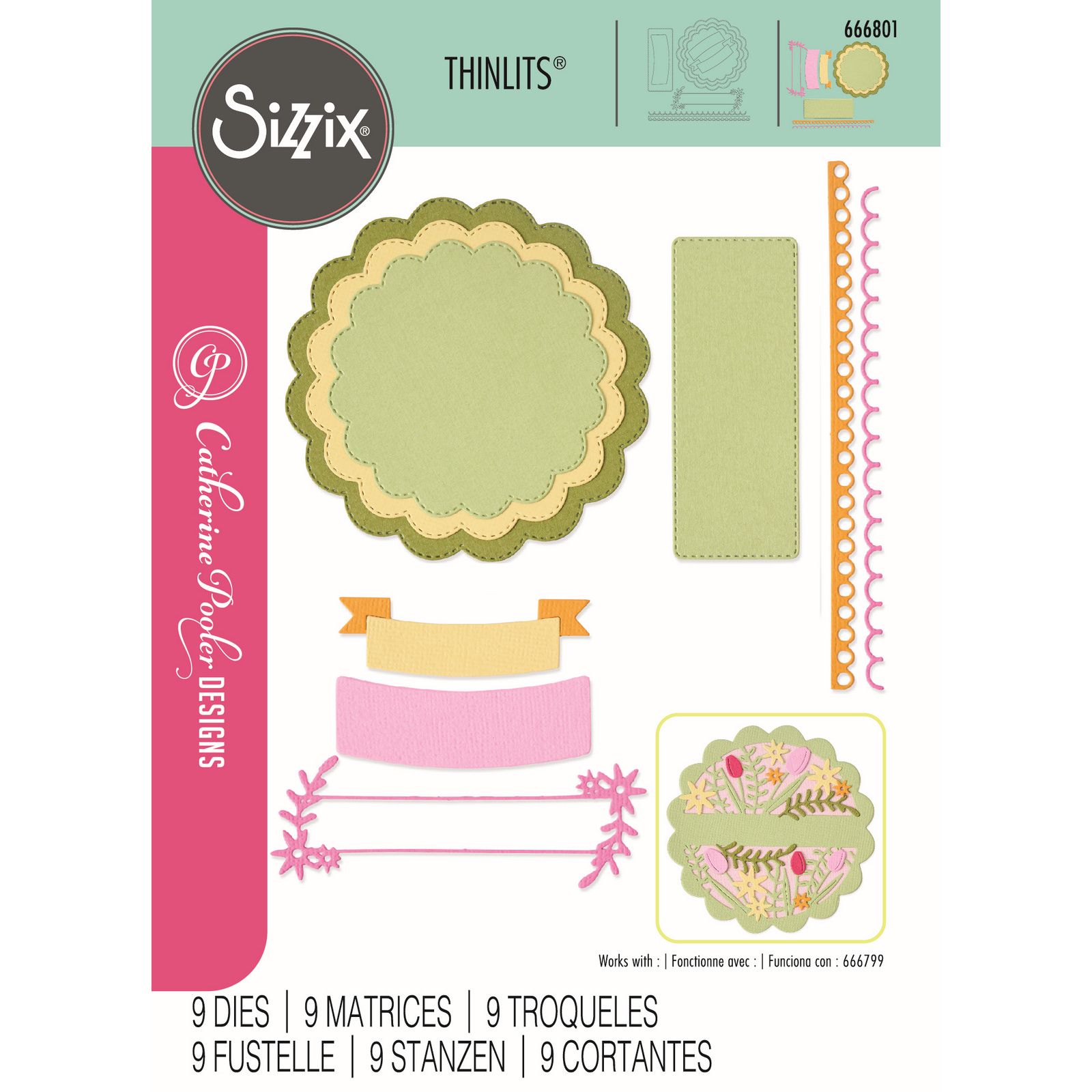Sizzix • Thinlits Die Set Scalloped Circles, Borders & Banners 10pcs