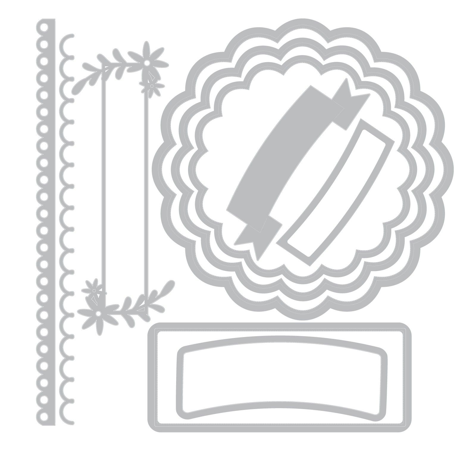 Sizzix • Thinlits Die Set Scalloped Circles, Borders & Banners 10pcs