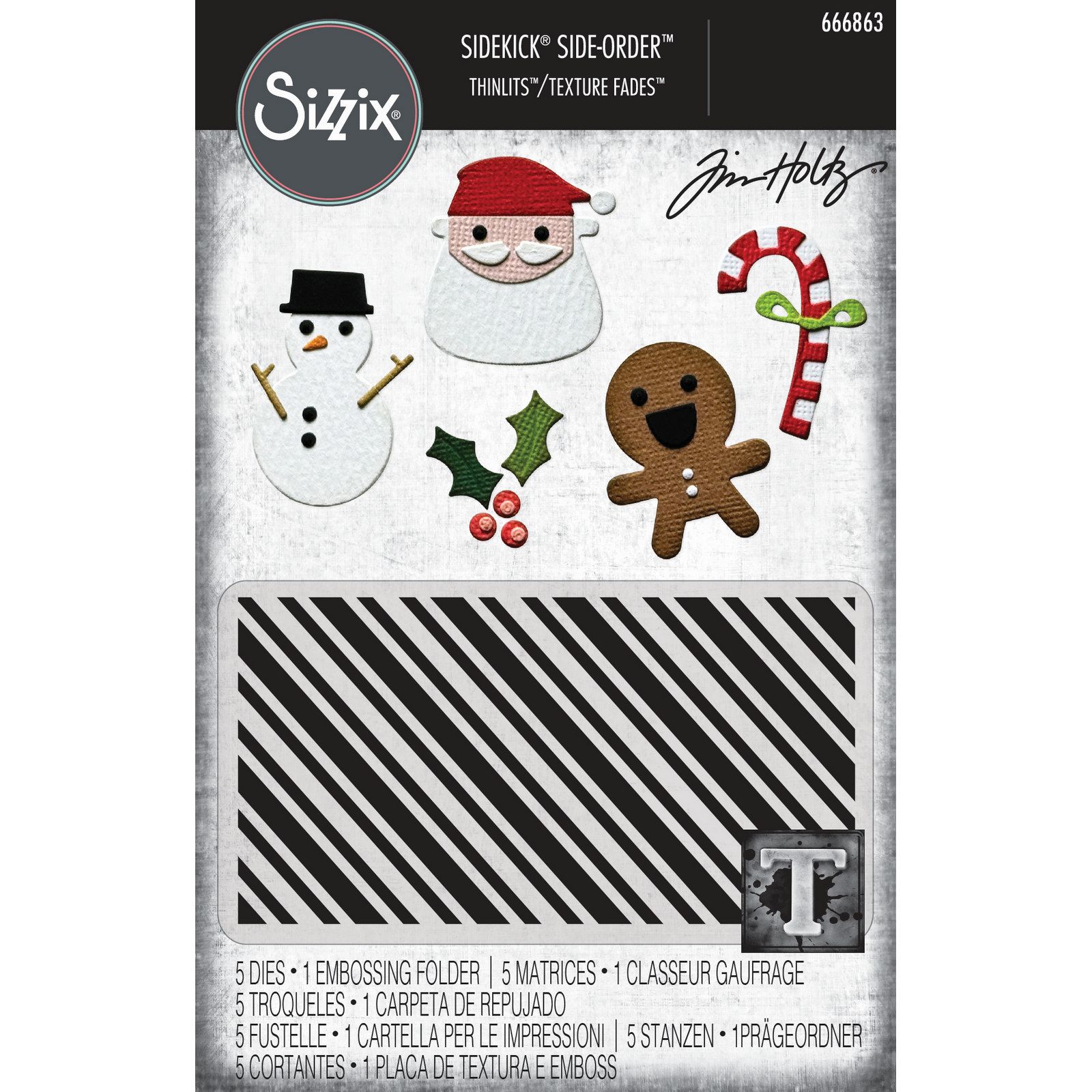 Sizzix • Vault Embossing Folder with Thinlits Die Set Christmas Minis by Tim Holtz 6pcs