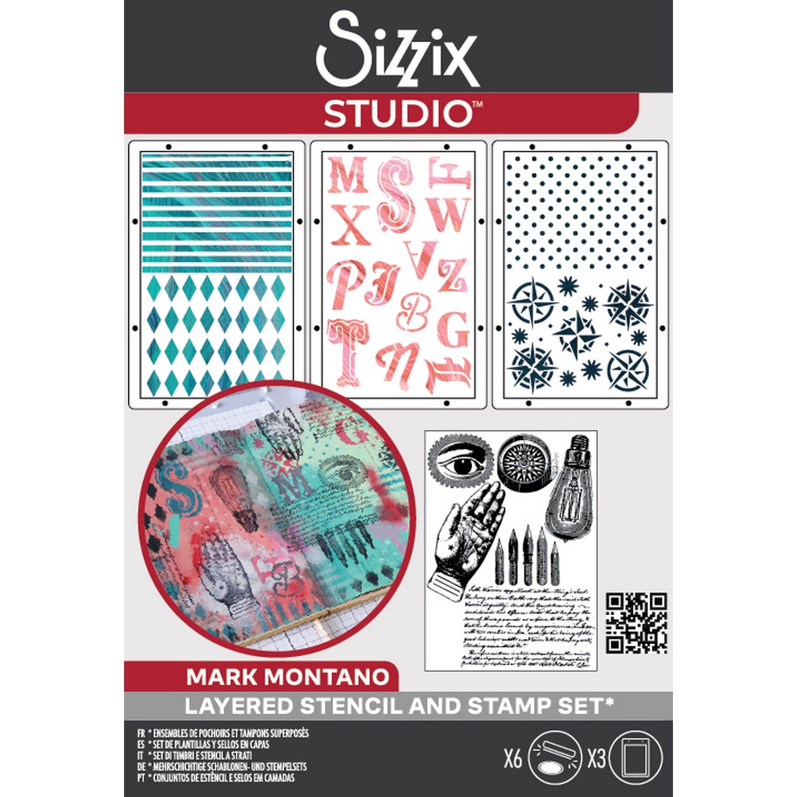 Sizzix • Studio: A5 Clear stamps & 3pcs A5 Stencils My Favorite Things ...