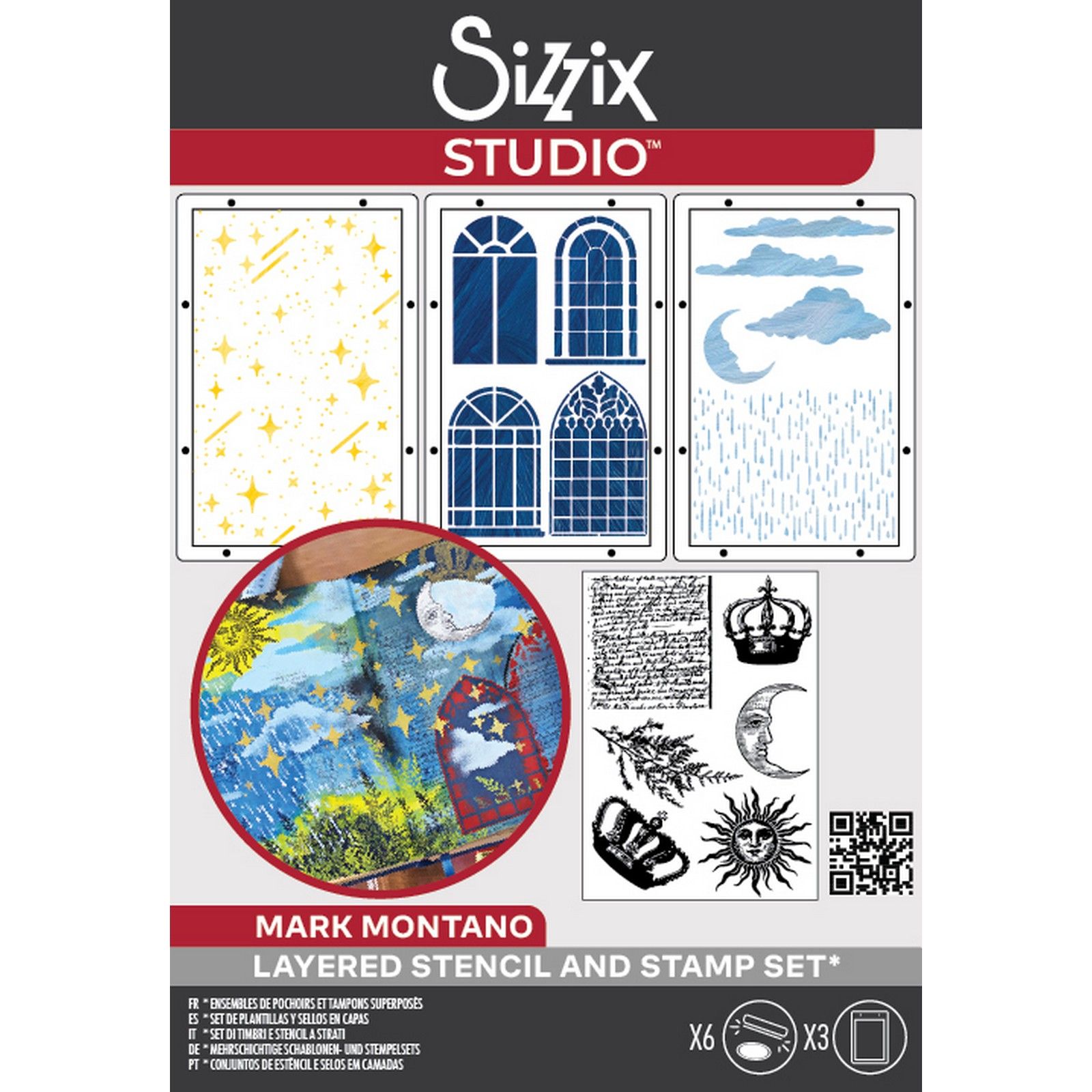Sizzix • Studio: A5 Clear stamps & 3pcs A5 Stencils Weather Wonder by ...