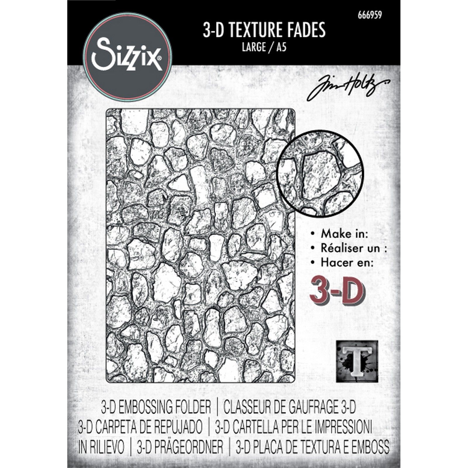 Sizzix • 3D Texture Fades Embossing Folder Cobblestone Large/A5 by Tim Holtz