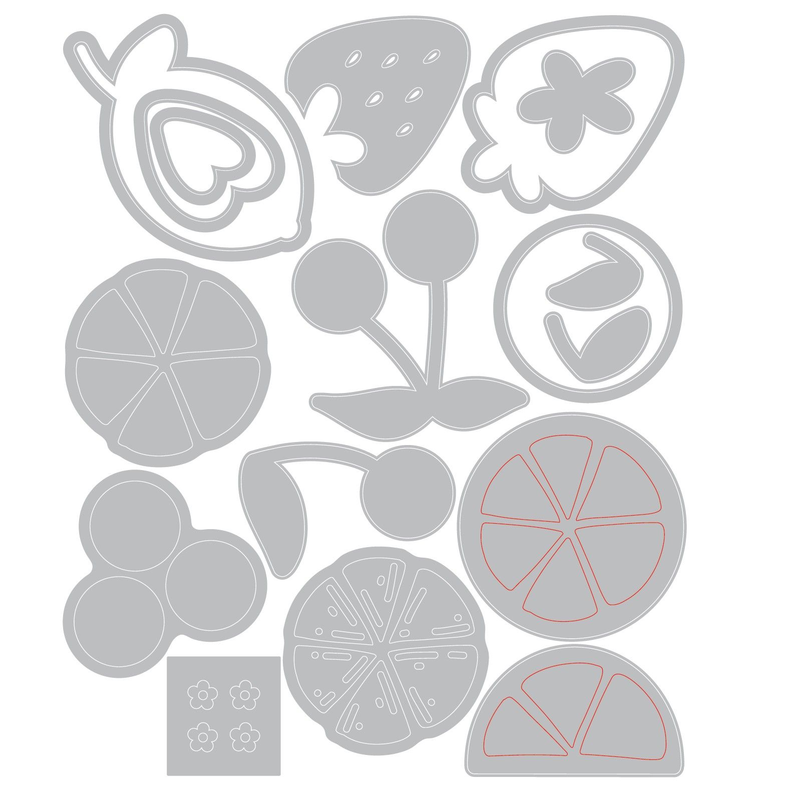 Sizzix • Thinlits Die Set 17pcs Fruit Doodles by Letters by Shells