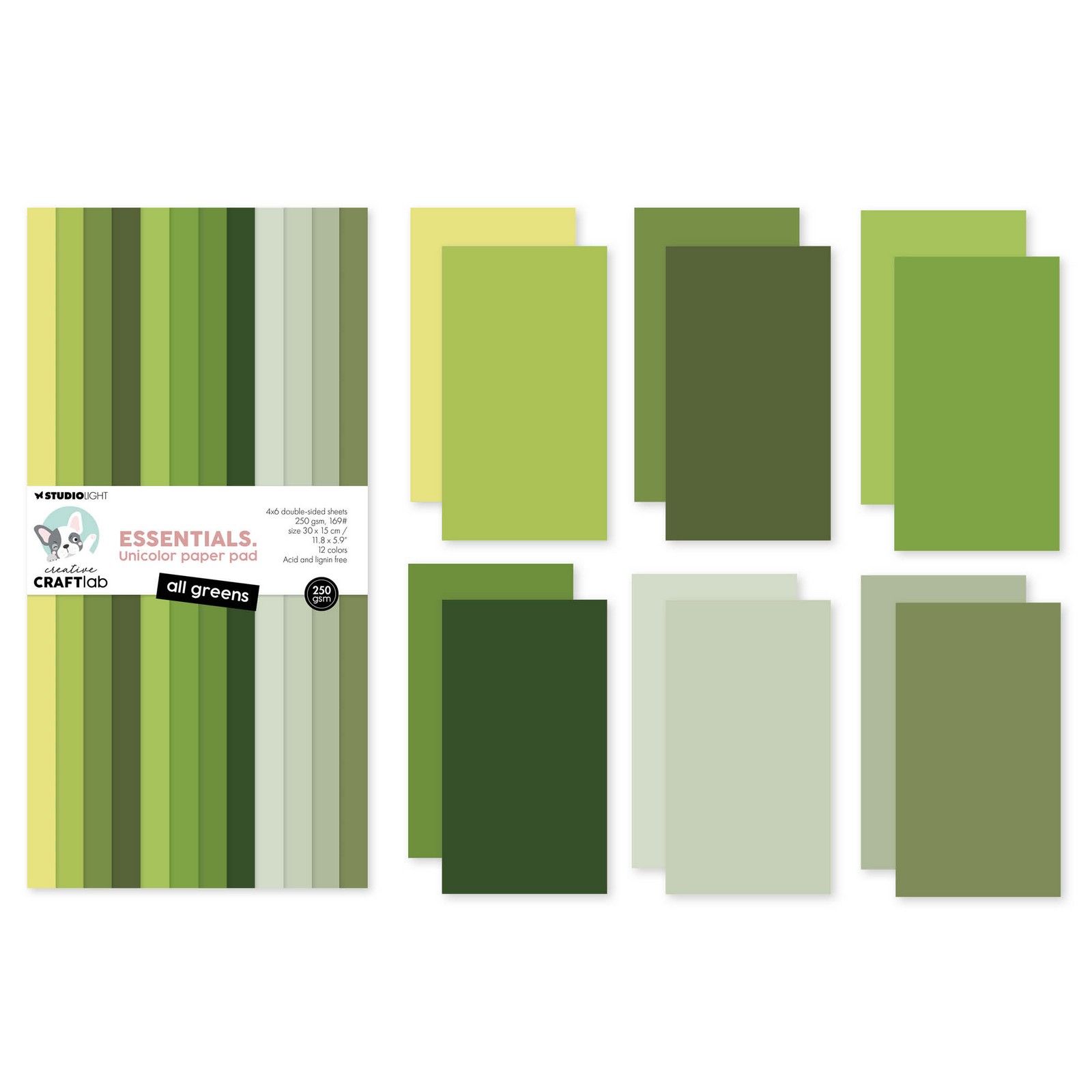 Creative Craftlab • Unicolor Paper Pad All greens Essentials