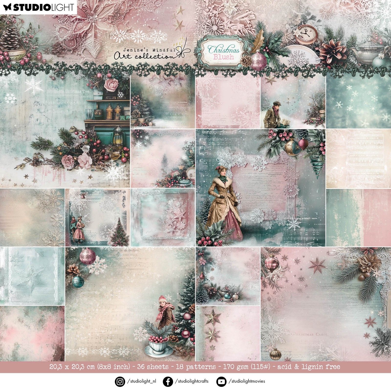 Studio Light • Jenine's Mindful Art Christmas Blush Designer Paper Pad ...