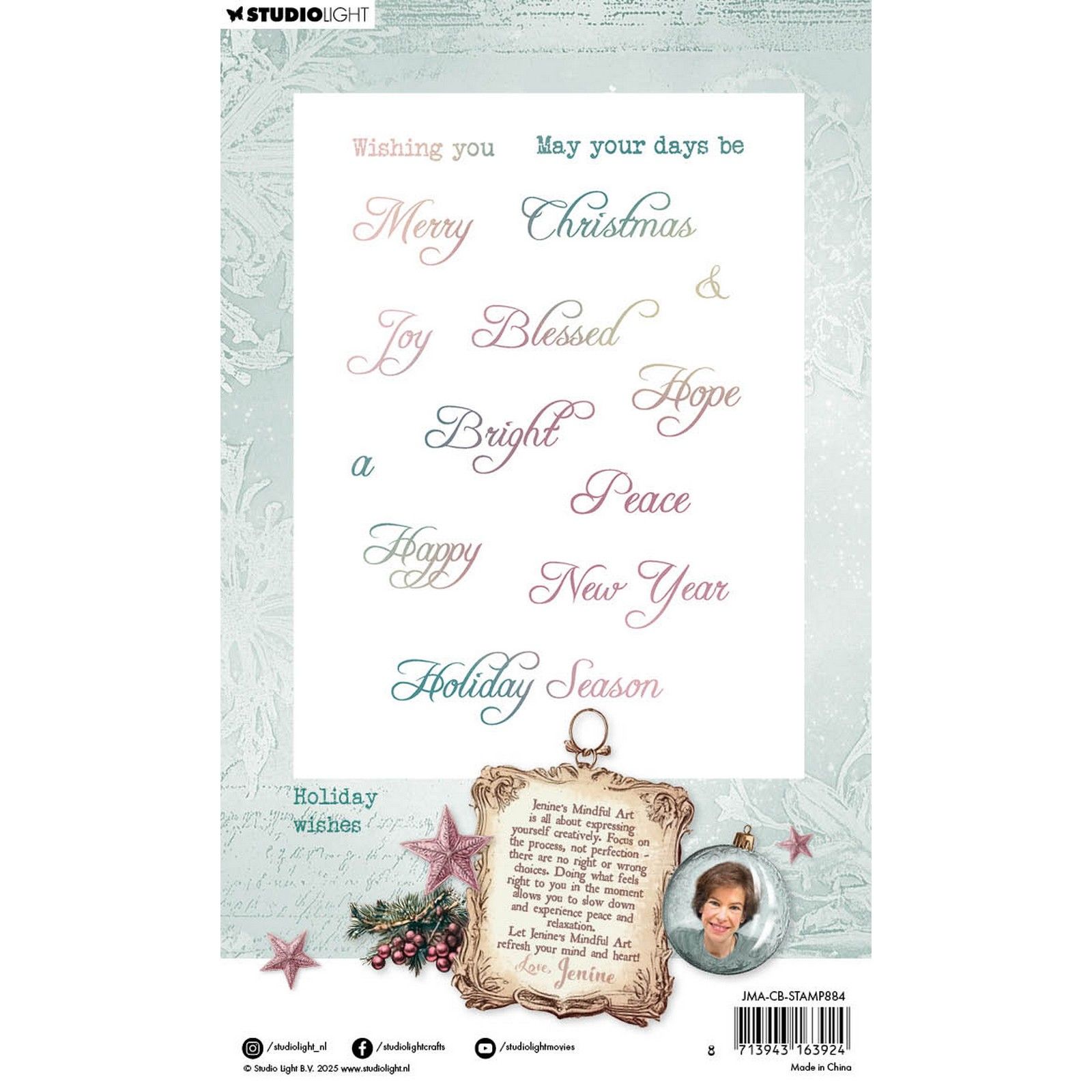 Studio Light • Jenine's Mindful Art Christmas Blush Clear Stamp Holiday ...