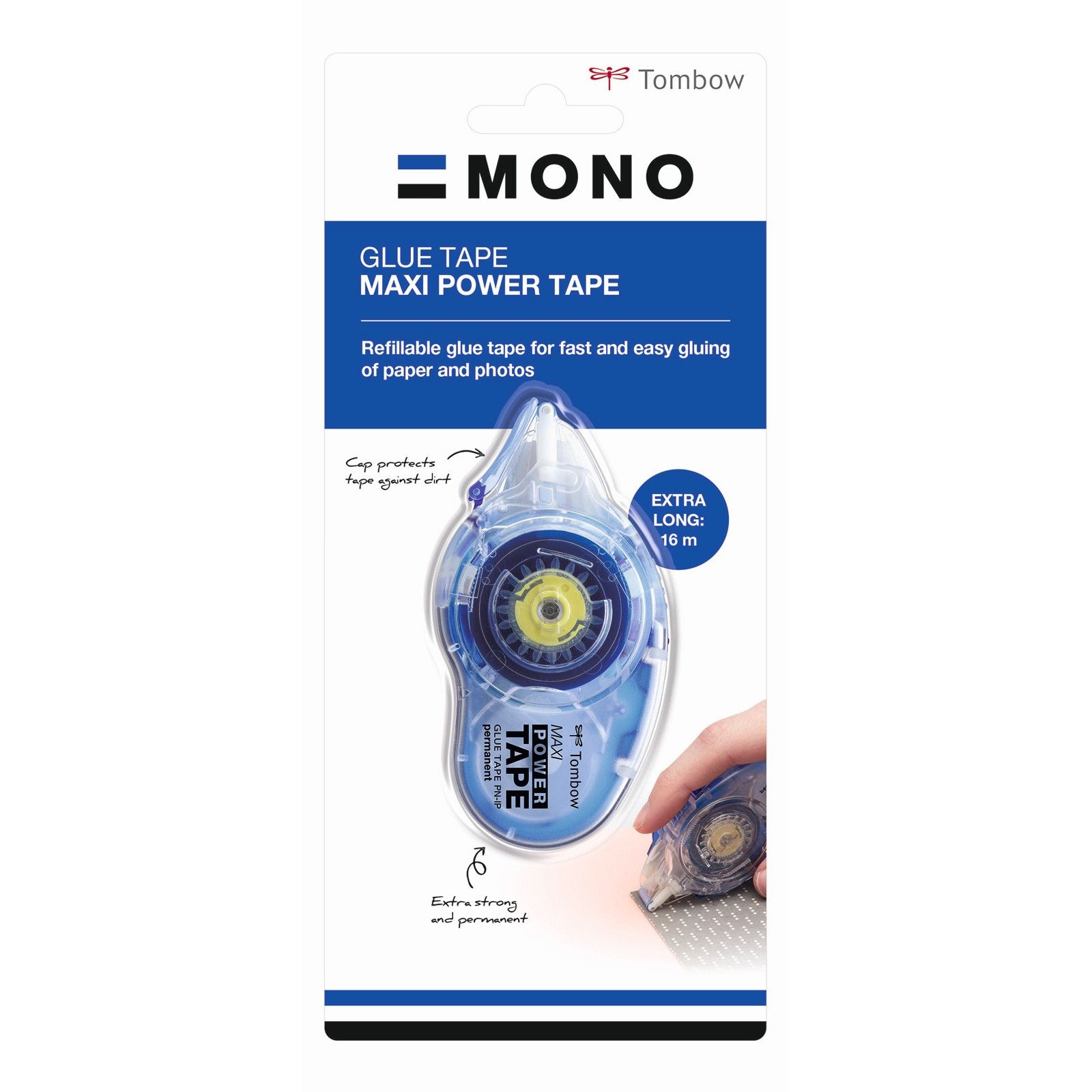 Tombow • Glue tape MONO Maxi Power Tape, permanent, refillable, 8,4 mm ...