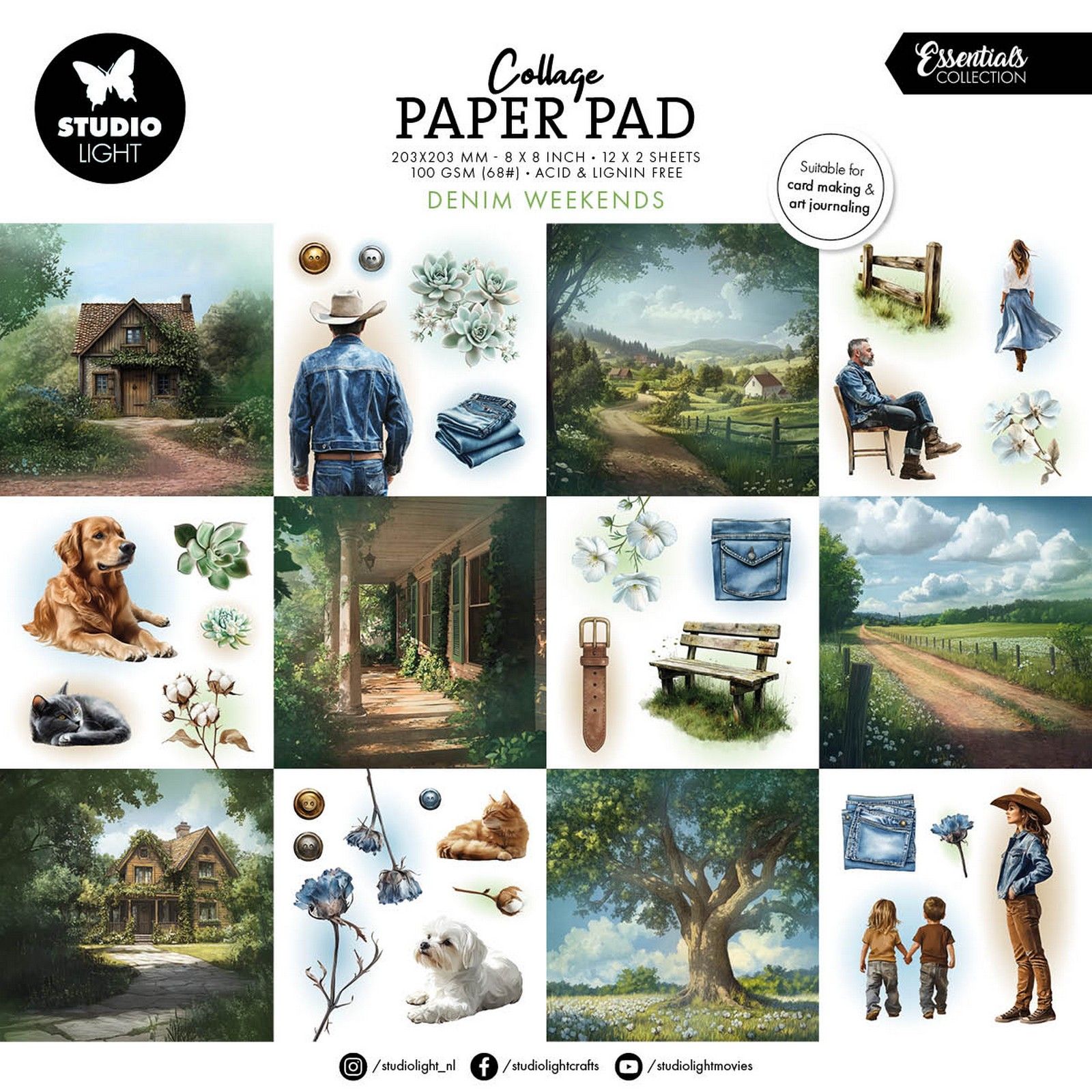 Studio Light • Essentials Collage Paper Pad Denim Weekends