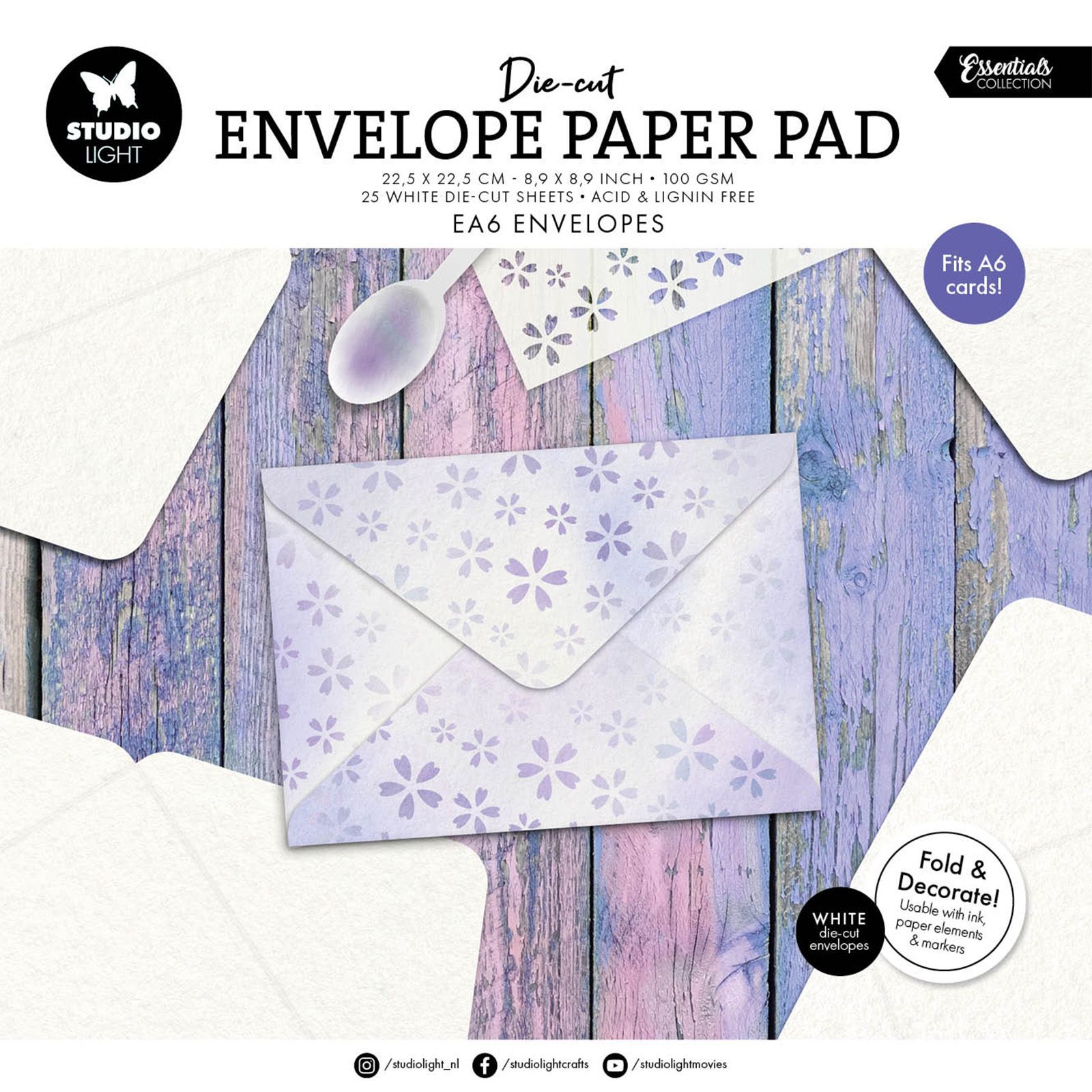 Studio Light • Essentials Die-cut Paper Pad EA6 envelopes for A6 cards