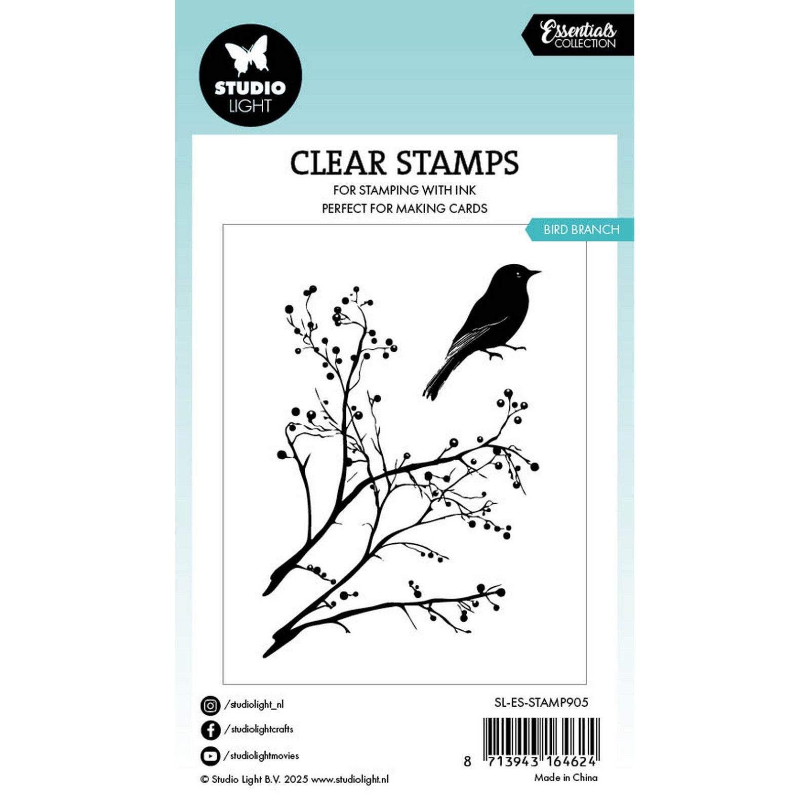 Studio Light • Clear Stamp Bird branch Essentials 62x88x3mm 2 Pieces