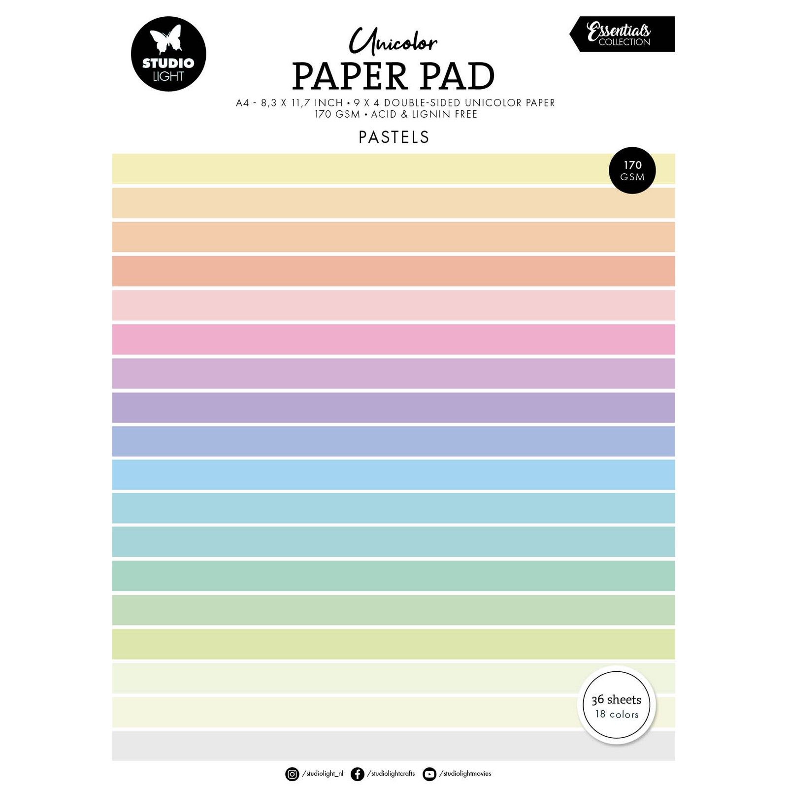 Studio Light • Essentials Unicolor Paper Pad Pastels Tones