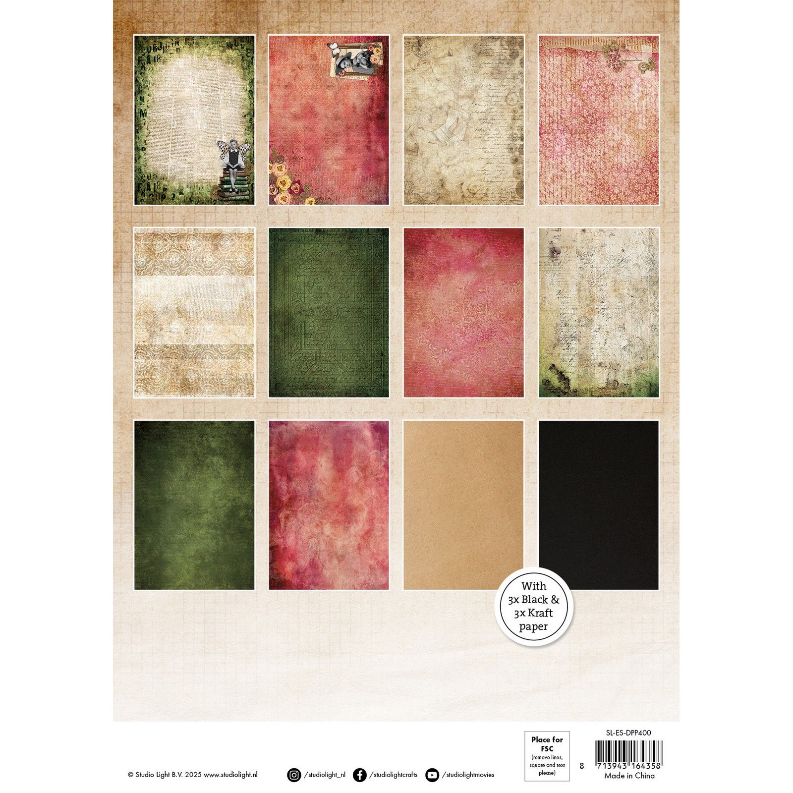 Studio Light • Grunge Collection Designer Paper Pad Background Papers