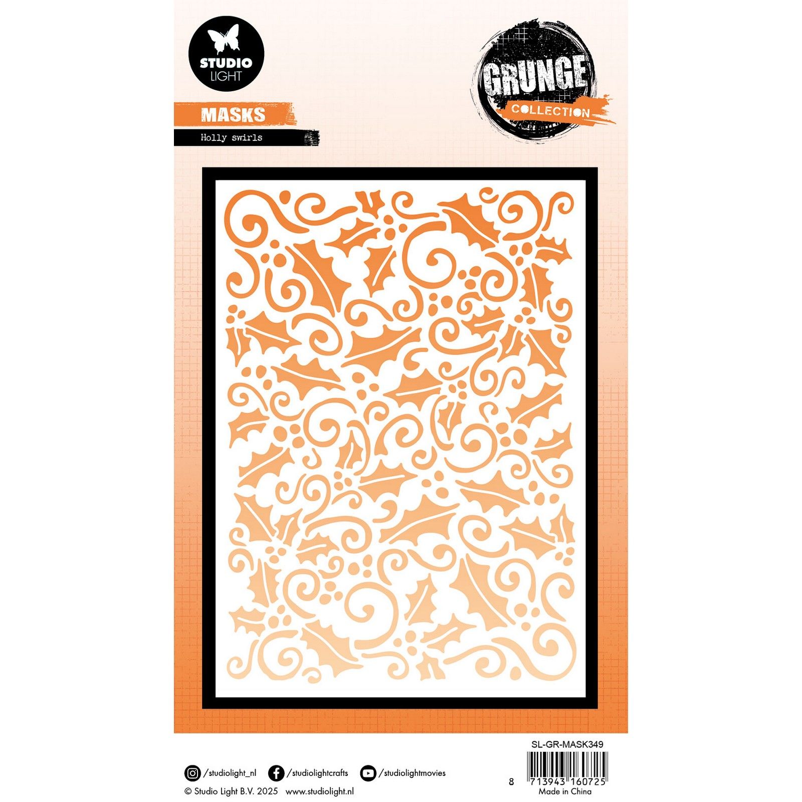 Studio Light • Grunge Collection Mask Stencil Holly Swirl