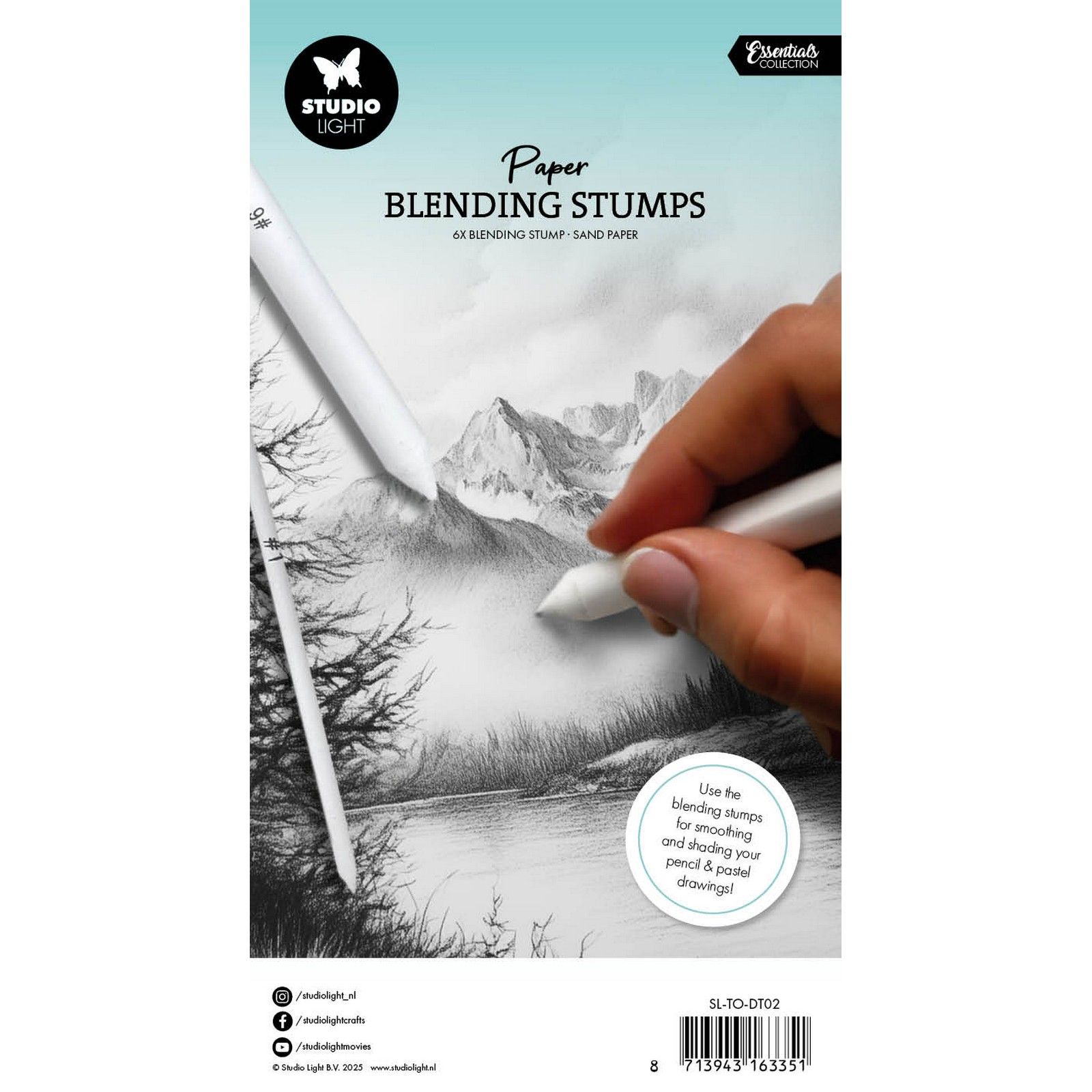 Studio Light • Essentials Drawing Tools Paper blending stumps & sand paper